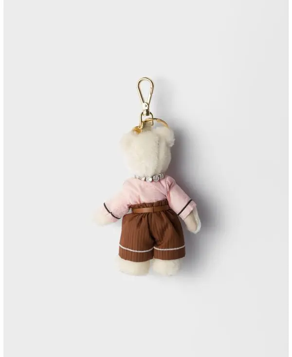 Prada Teddy Bear Keychain Charm - Open White
