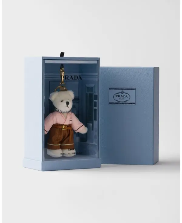 Prada Teddy Bear Keychain Charm - Open White