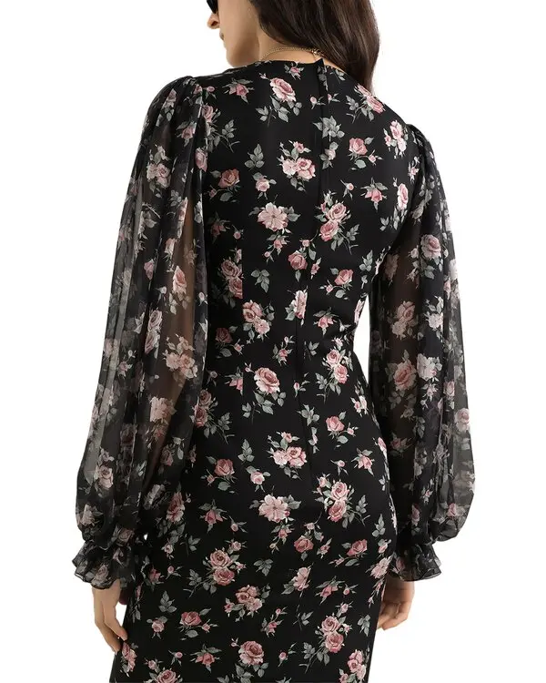 Dolce & Gabbana Vintage Rose Print Charmeuse Dress