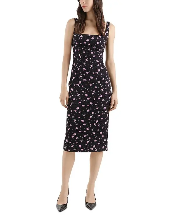 Dolce & Gabbana Silk Blend Carnations Print Sheath Dress - Multi-colored