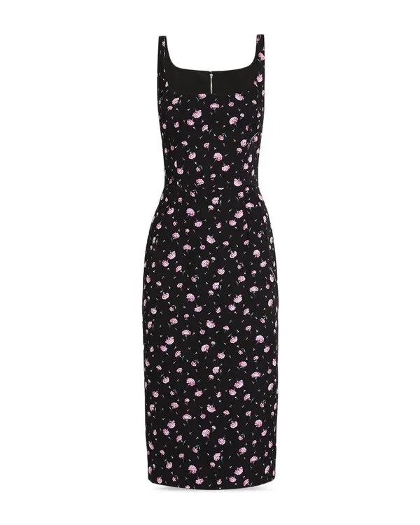 Dolce & Gabbana Silk Blend Carnations Print Sheath Dress - Multi-colored