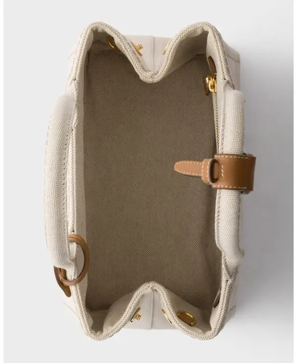 Prada Jardiniere Small Cotton Canvas Tote - Neutral