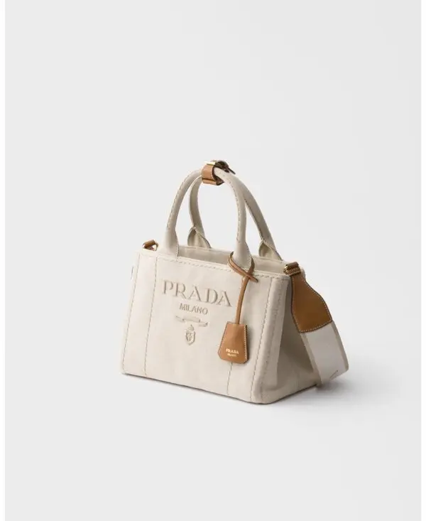 Prada Jardiniere Small Cotton Canvas Tote - Neutral