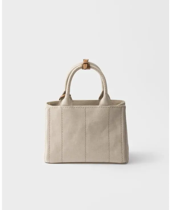 Prada Jardiniere Small Cotton Canvas Tote - Neutral