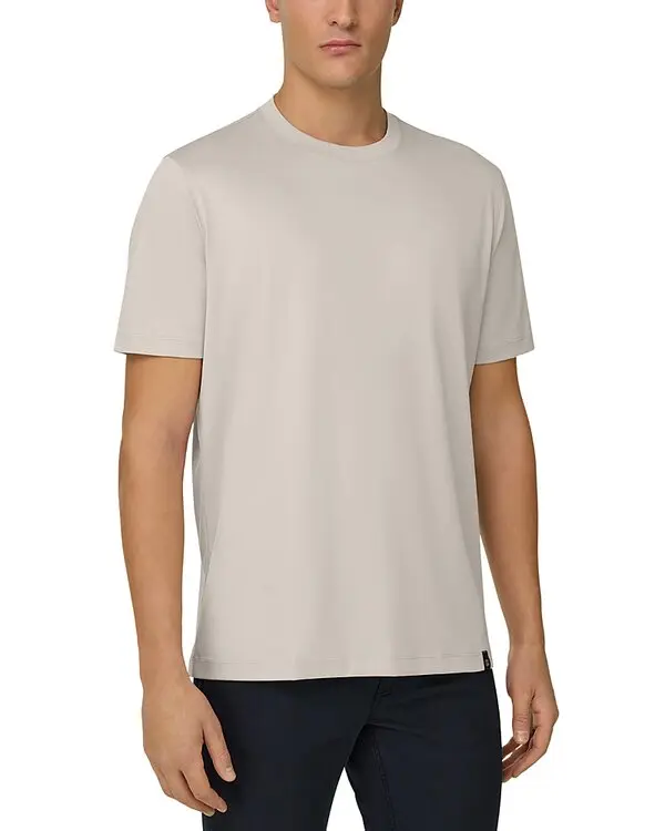 Boggi Milano Regular Fit Silk Blend Crewneck T-shirt - Sand