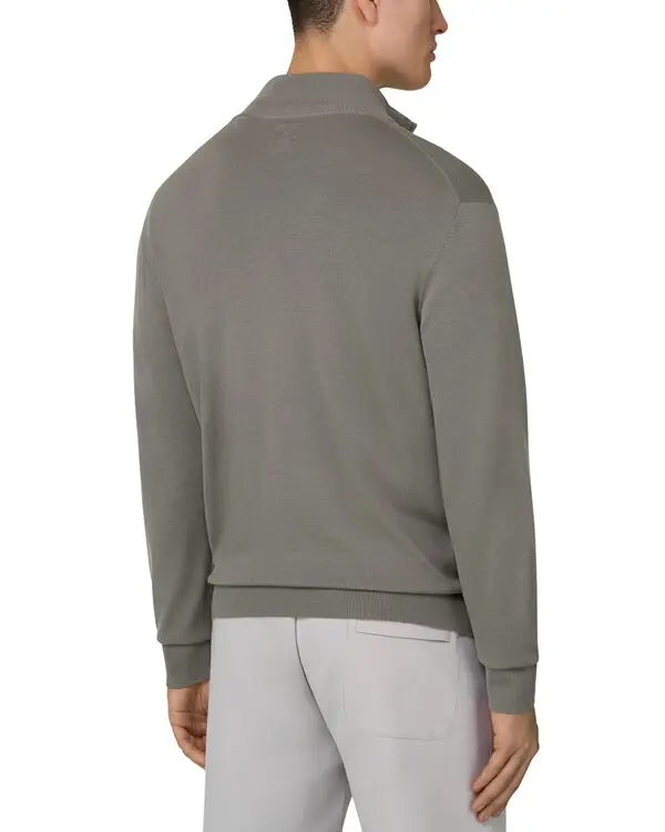 Boggi Milano Superfine Full Zip Merino Wool Jumper - Mud