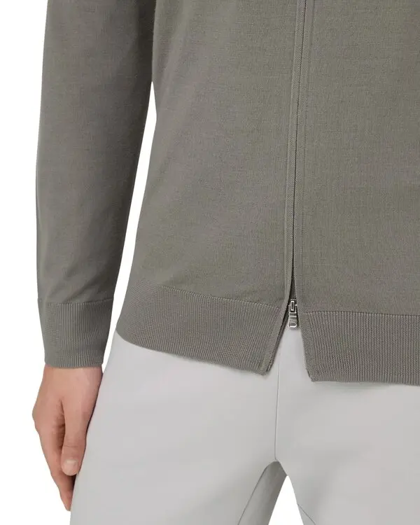 Boggi Milano Superfine Full Zip Merino Wool Jumper - Mud