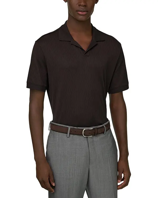 Boggi Milano Mini Jacquard Open Collar Shirt - Dark Brown