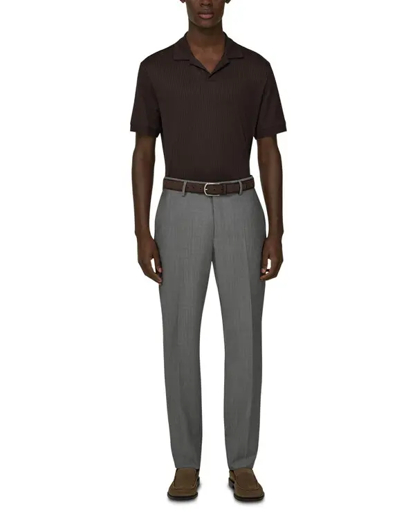 Boggi Milano Mini Jacquard Open Collar Shirt - Dark Brown