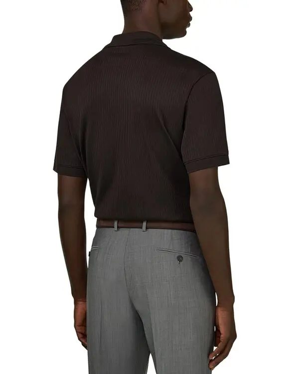Boggi Milano Mini Jacquard Open Collar Shirt - Dark Brown
