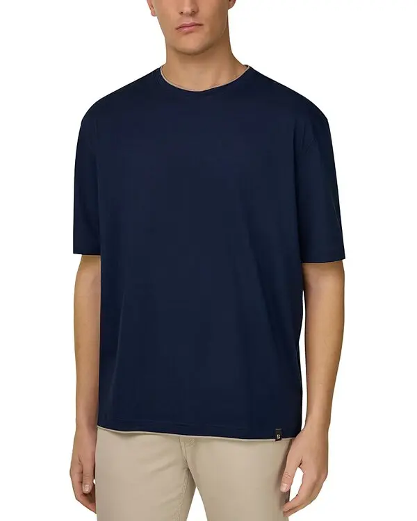 Boggi Milano Relaxed Fit Pima Cotton Crewneck T-shirt - Navy Blue