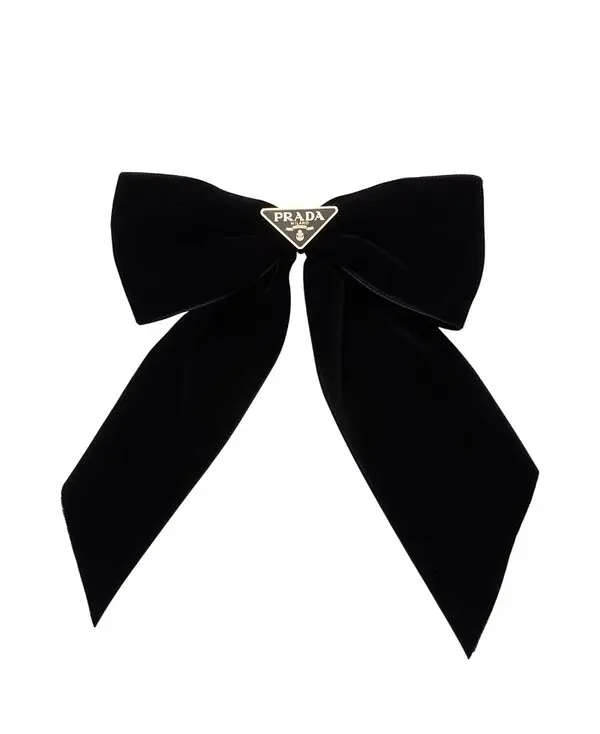 Prada Velvet Bow Hair Clip - Black