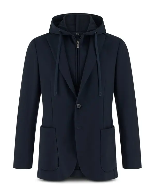 Boggi Milano Madison Stretch Cotton Blend Sweatshirt Jacket - Navy Blue