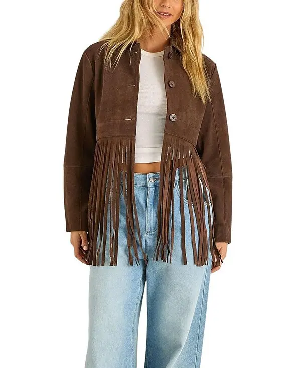 Nasty Gal Real Suede Fringe Jacket