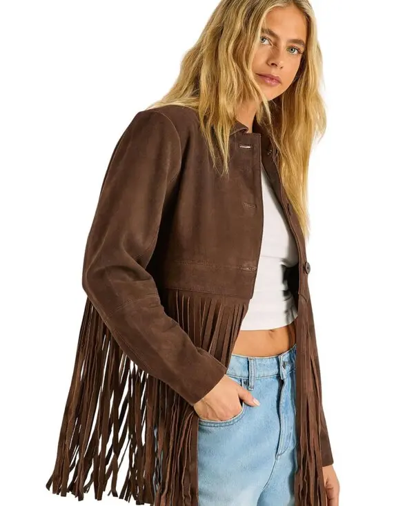 Nasty Gal Real Suede Fringe Jacket