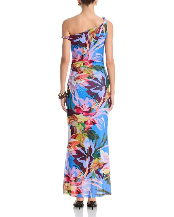 Aqua Mesh Strapless Maxi Dress