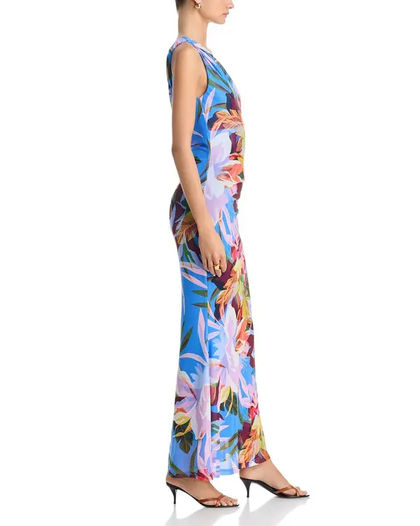 Aqua Mesh Strapless Maxi Dress