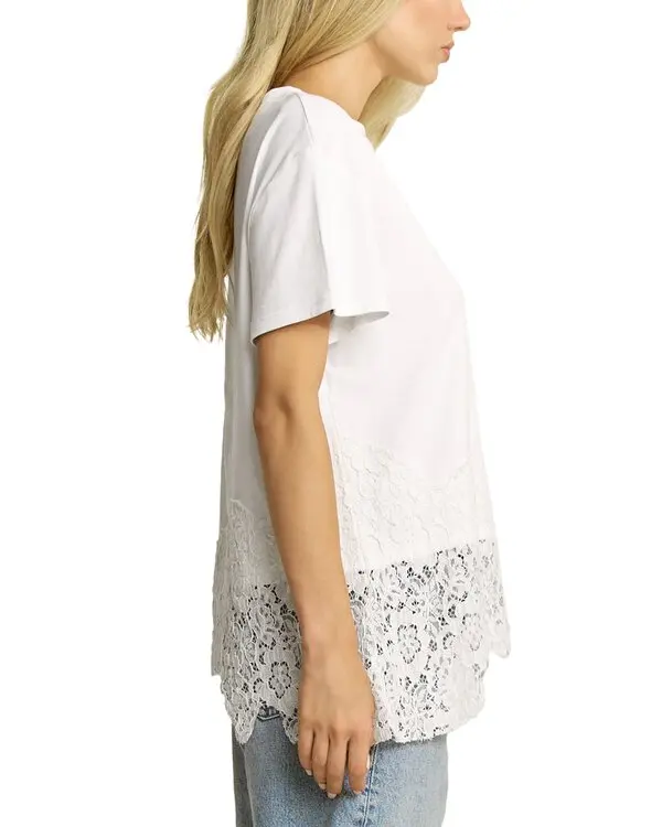 ELEVATOR DISCO Short Sleeve Tee With Lace Trim
