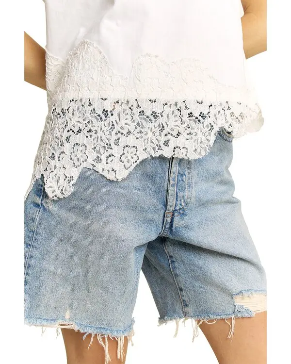 ELEVATOR DISCO Short Sleeve Tee With Lace Trim