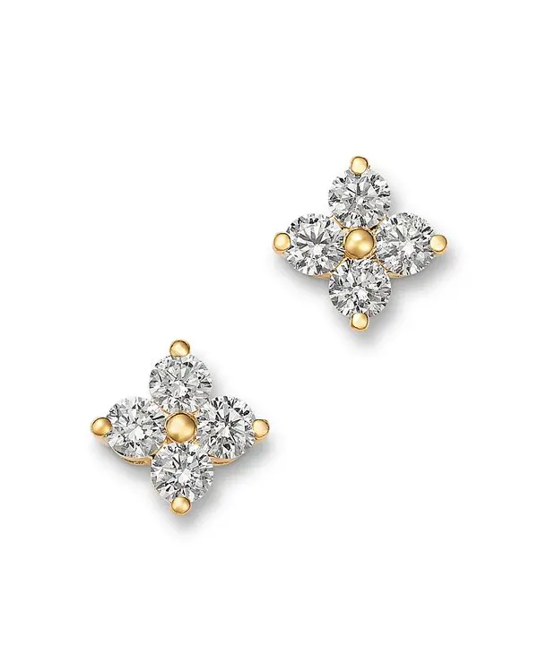 Bloomingdale'S Diamond Clover Stud Earrings 0.75 Tcw - Gold