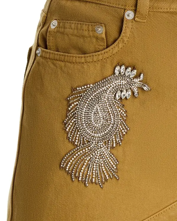 Erdem Embroidered Asymmetrical Denim Skirt