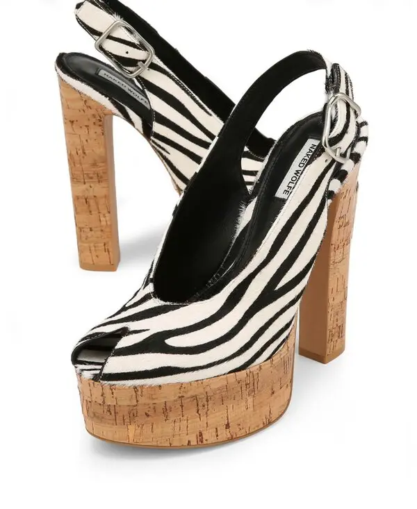 NAKED WOLFE Rare Clog Heel Pumps - Zebra