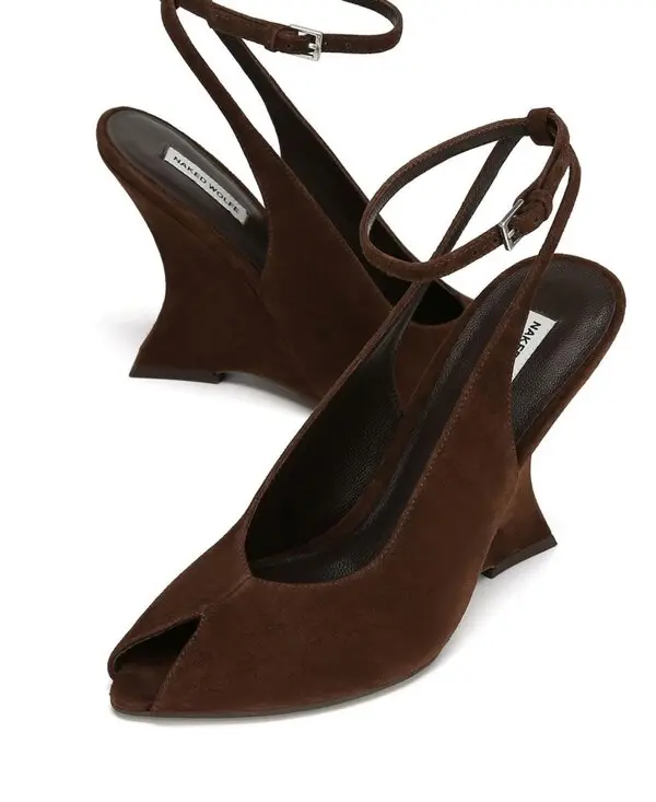 NAKED WOLFE Ronnie Wedge Heels - Brown