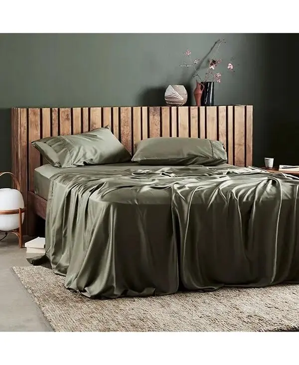 ETTITUDE Cleanbamboo Signature Sateen Sheet Set, Twin Xl - Moss