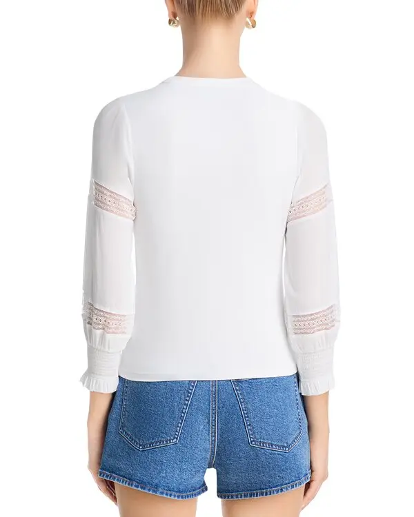 Veronica Beard Bellamie Mixed Media Top - White