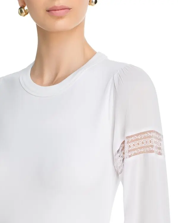Veronica Beard Bellamie Mixed Media Top - White