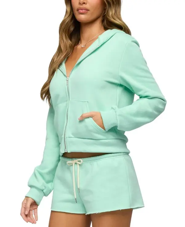 EDIKTED Lynette Zip Up Hoodie - Aqua