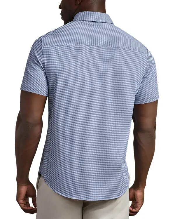 RHONE Commuter Short Sleeve Shirt - Indigo Blue Micro Gingham