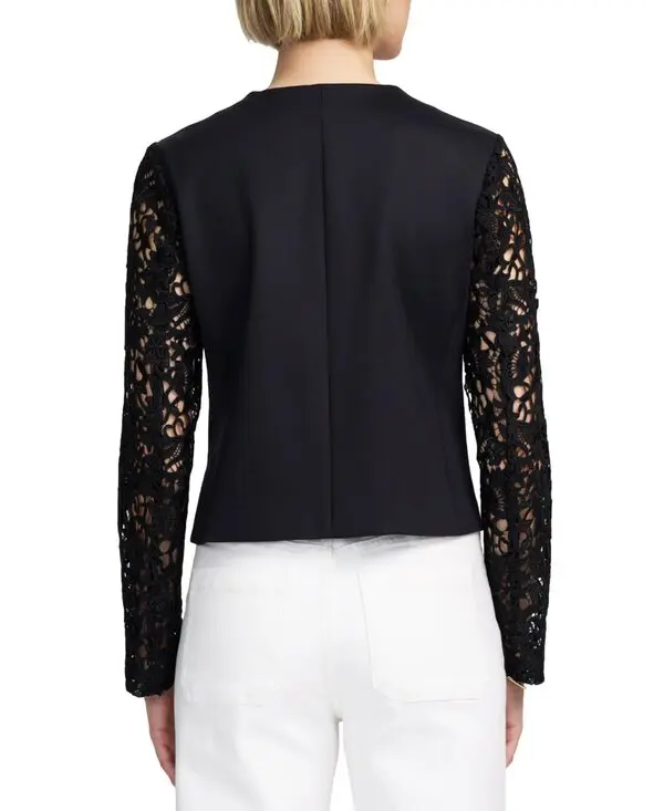 ELLE COLLECTION Lace Satin Jacket - Black