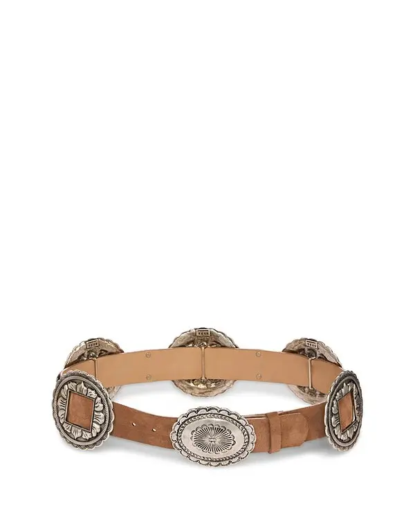 L'Agence Austin Concho Medallion Belt - Cappuccino Suede