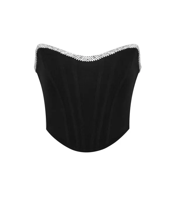MISS CIRCLE NEW YORK Corset Top With Crystal Trim