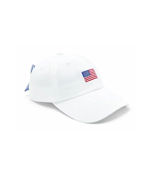 BITS & BOWS American Flag Baseball Cap With Bow Detail - White