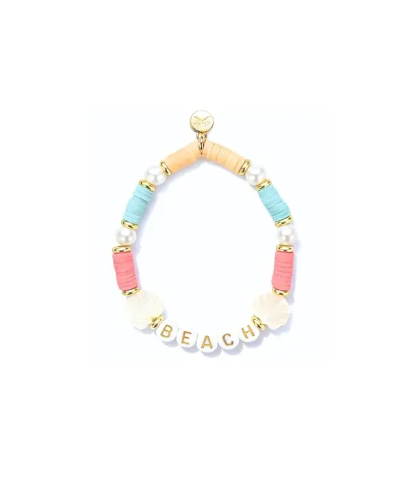 BITS & BOWS Beaded Beach Bracelet - Pink/blue/beige/white