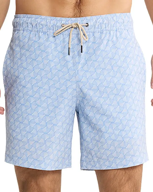 FAIR HARBOR 7" Printed Swim Trunks - Sky Blue Shells