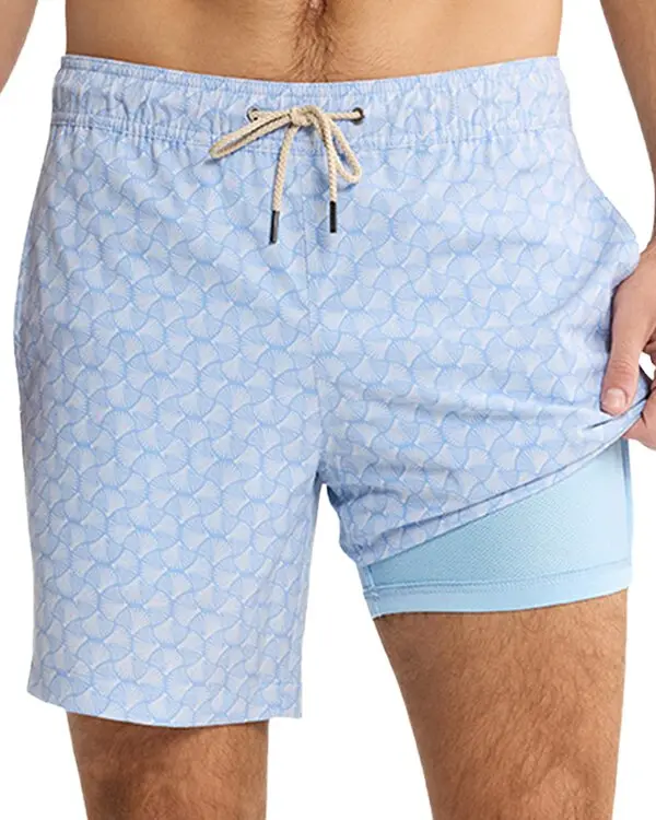 FAIR HARBOR 7" Printed Swim Trunks - Sky Blue Shells
