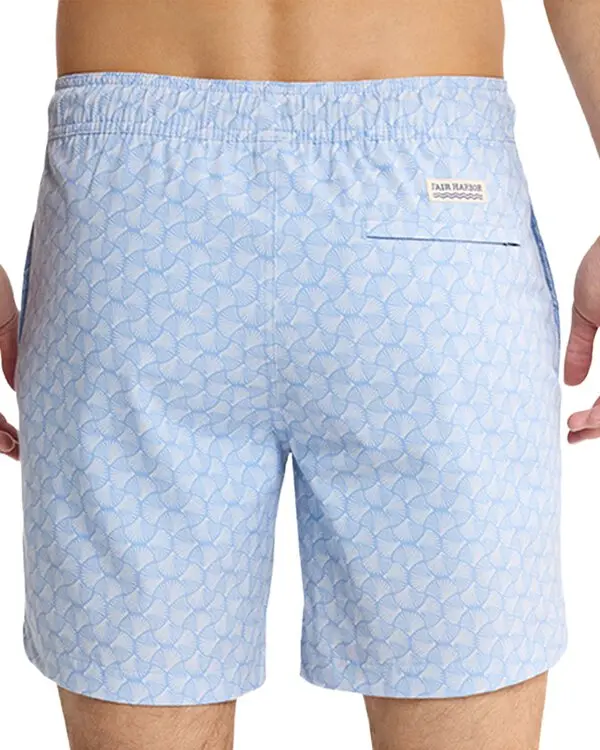 FAIR HARBOR 7" Printed Swim Trunks - Sky Blue Shells