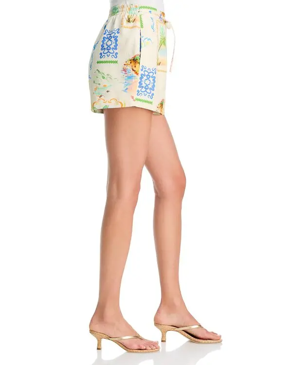 Aqua Postcard Printed Shorts