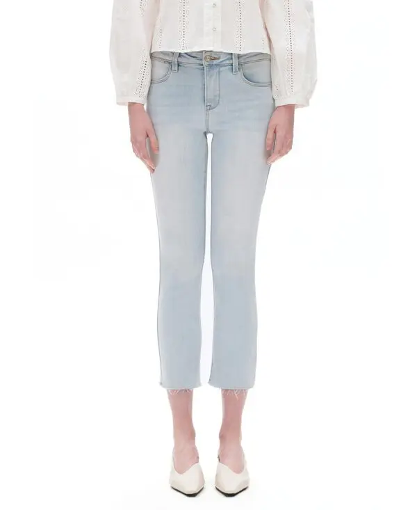 BAYEAS High Rise Straight Leg Raw Edge Denim Jeans