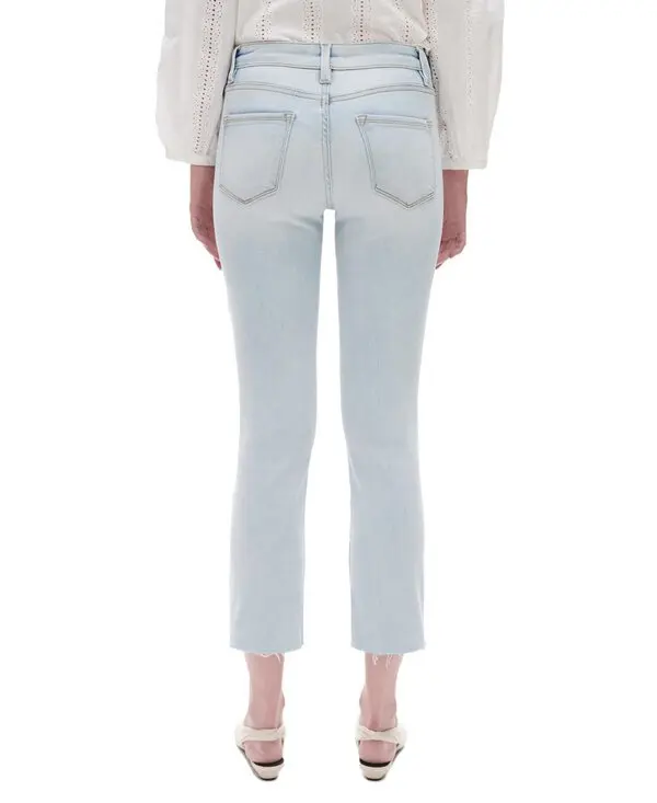 BAYEAS High Rise Straight Leg Raw Edge Denim Jeans