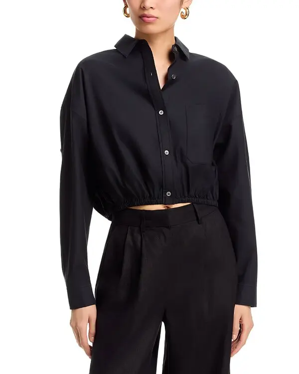 ATM Anthony Thomas Melillo Cinched Hem Cropped Shirt - Black