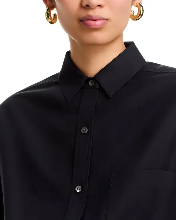 ATM Anthony Thomas Melillo Cinched Hem Cropped Shirt - Black
