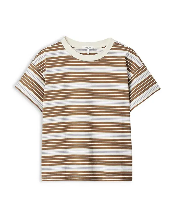 Rag & Bone Kelly Stripe Boxy Jersey Tee - Brown Multi