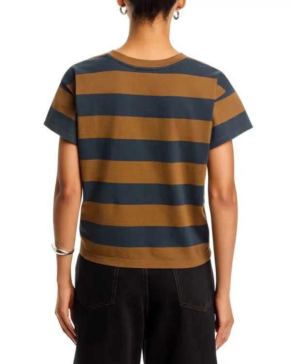 Rag & Bone Kelly Stripe Boxy Jersey Tee - Cocoa Multi