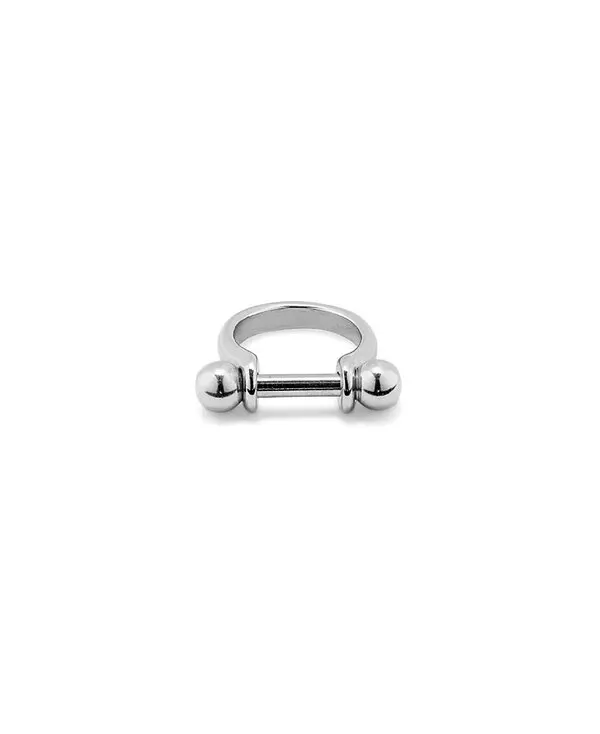UNODE50 Sterling -plated Statement Ring With Charm Holder - Silver