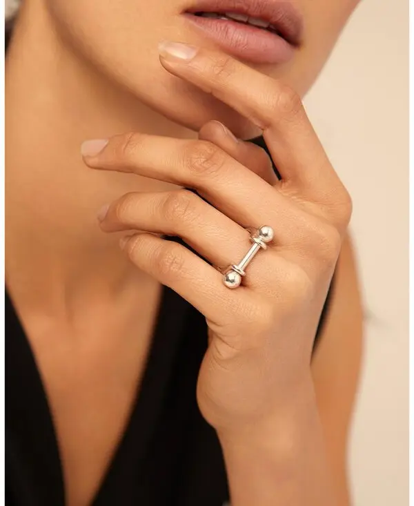 UNODE50 Sterling -plated Statement Ring With Charm Holder