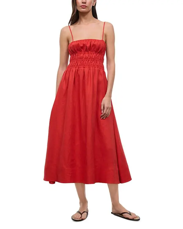Staud Ayla Linen Dress - Tomato